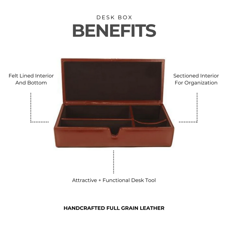 Buy Leather Desk Box (Lg) | 4 Compartment Storage Area