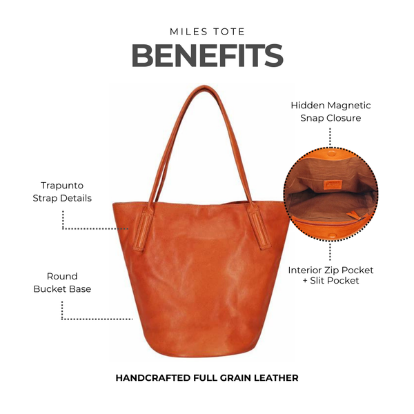 Buy the Miles Leather Tote Bag | Circular Basket Tote Bag