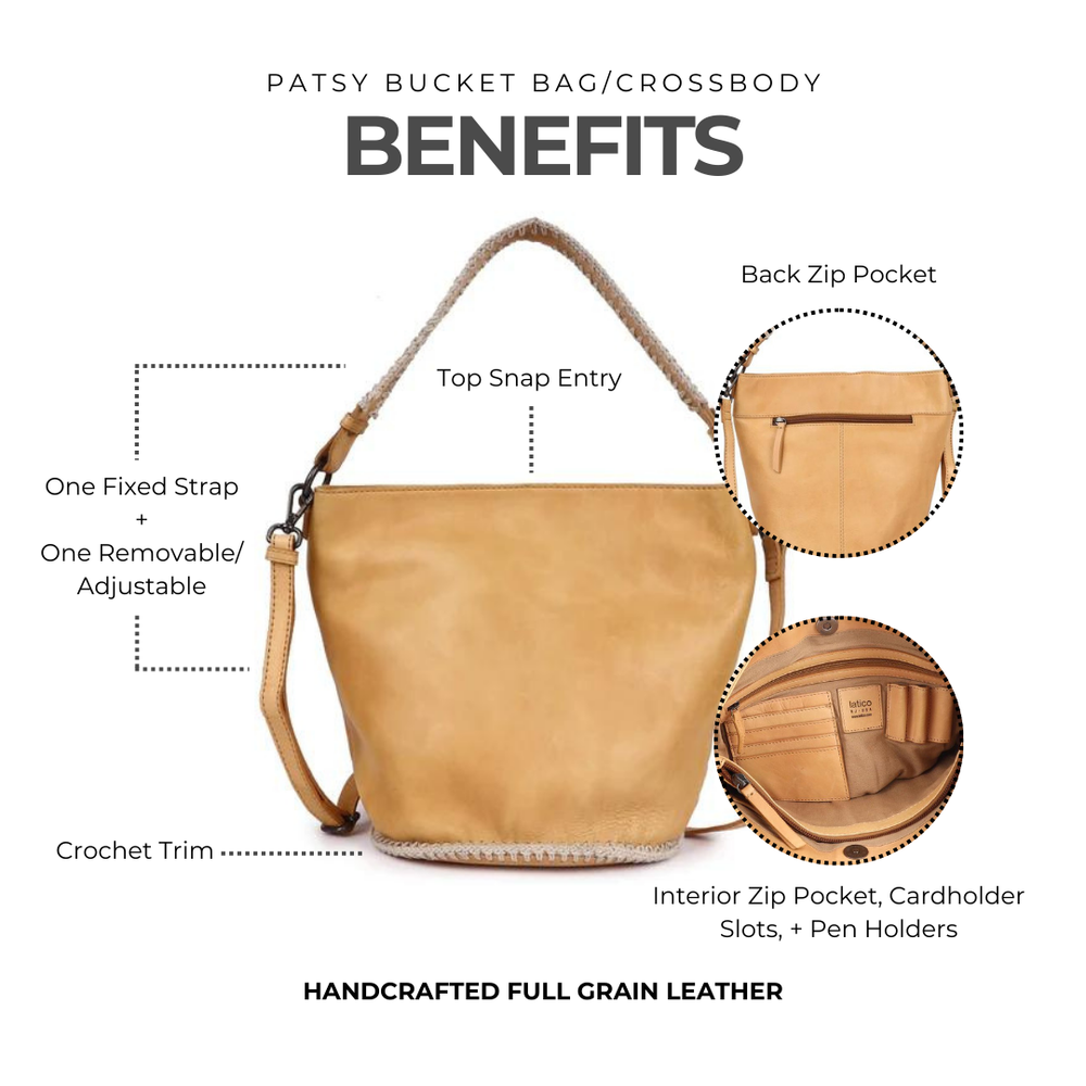 Buy the Patsy Leather Bucket/Crossbody Bag | Hand-Crafted