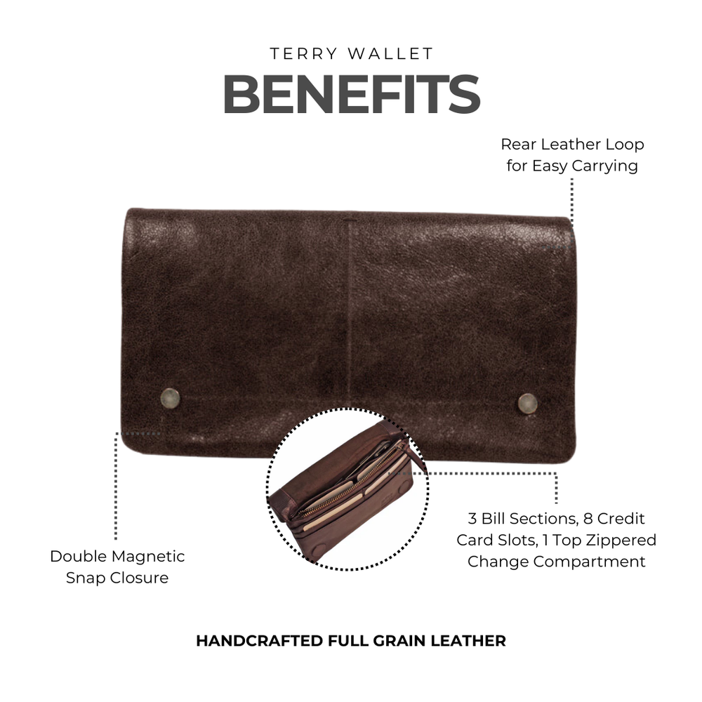 Buy A Terry Leather Wallet | Zippered Inner Pockets