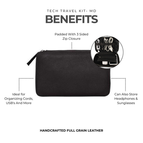 Buy Medium Leather Tech Travel Kit | Accessories Secured