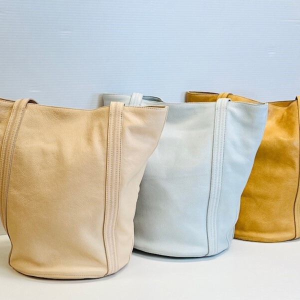 Buy the Kent Leather Tote Bag | Circular Basket Tote Bag